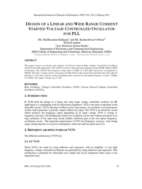 Pdf Design Of A Linear And Wide Range Current Starved Voltage