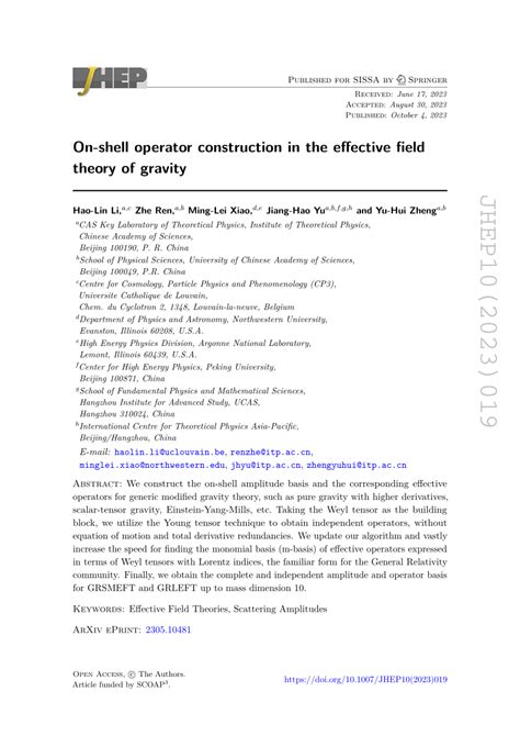 pdf on shell operator construction in the effective field theory of