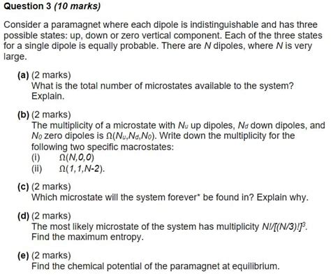 solved question 3 10 marks consider a paramagnet where