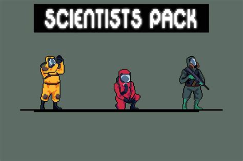 The Scientists Pixel Art Character Sprite Sheet Pack By 2d Game Assets