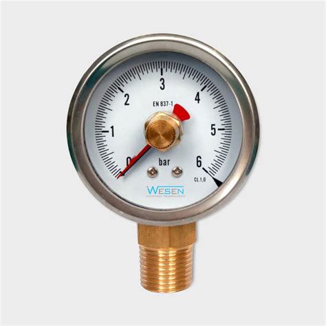 Manometer 6 Bar Dual Needle Brass Connection Wesen