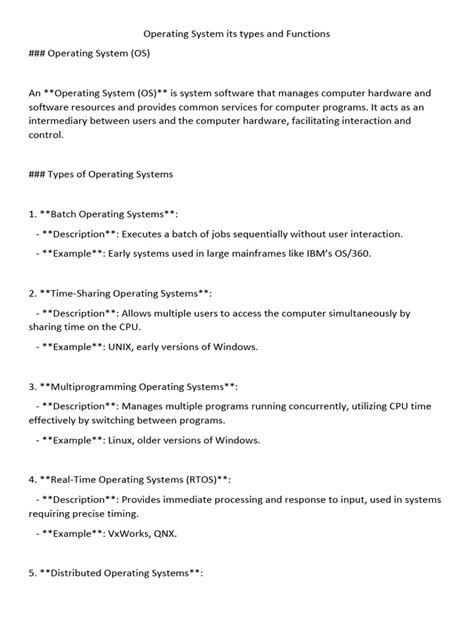 Operating System Its Types And Functions Pdf Operating System Process Computing