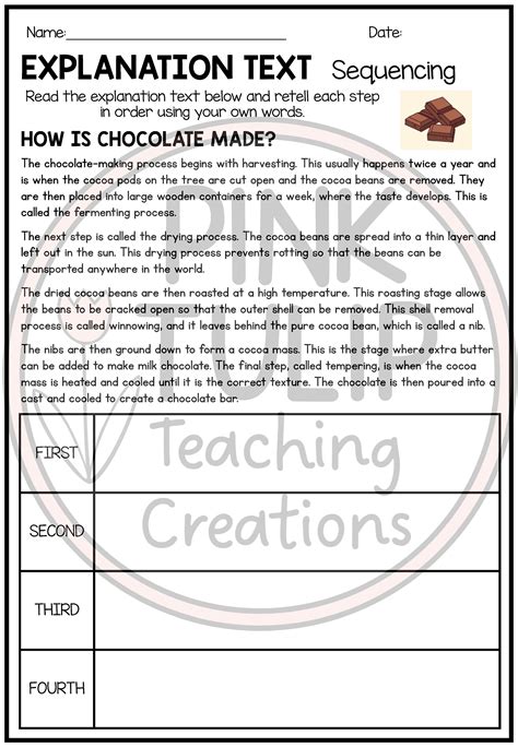 Explanation Writing Sequencing Worksheets Etsy