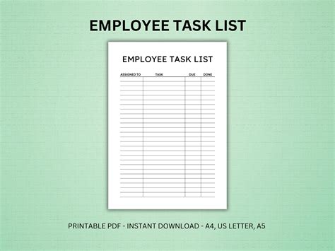 Employee Task List Printable Work Allocation Sheet Daily Task Sheet For Employers Employee