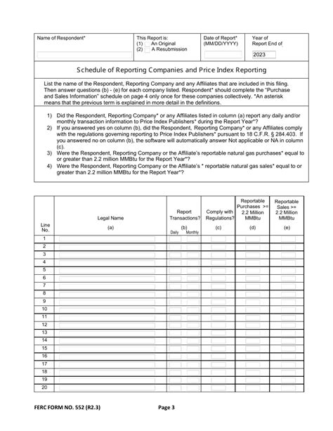 Ferc Form 552 Download Fillable Pdf Or Fill Online Annual Report Of Natural Gas Transactions