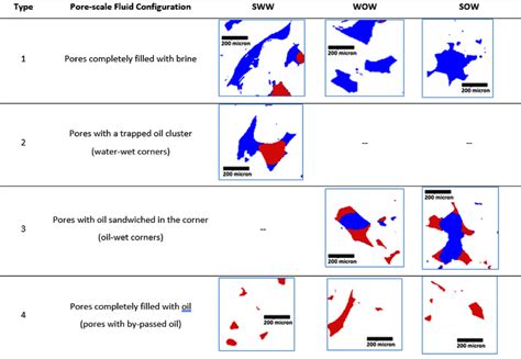 Different Pore Scale Fluid Configurations Identified After