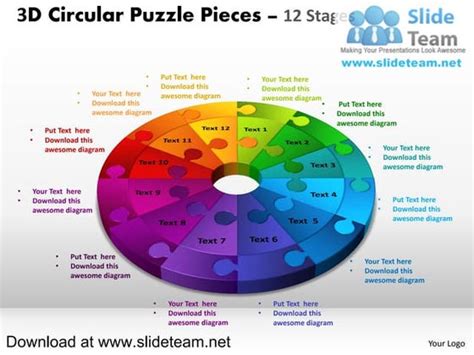 3 D Display Pie Chart Process 12 Pieces Powerpoint Diagrams And Powerpoint Templates Ppt