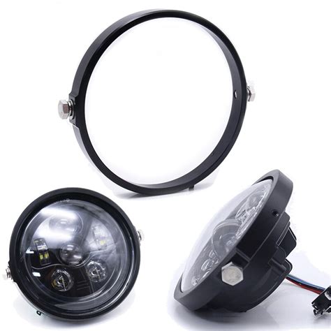 Zwarte Metaal Behuizing Jevina Motorfiets Koplamp 7 Inch Retro Prince