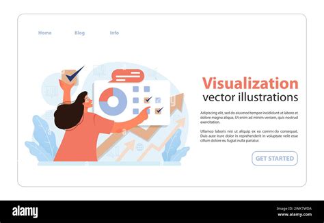 Data Visualization Concept Woman Analyzing Vibrant Charts Pie Graphs