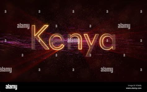 Kenya Country Name Text Animation Shiny Rays Looping On Edge Of Text