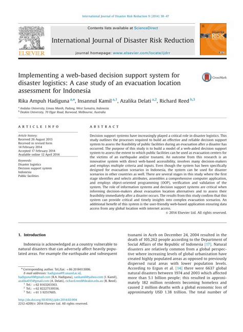 Pdf Implementing A Web Based Decision Support System For Disaster