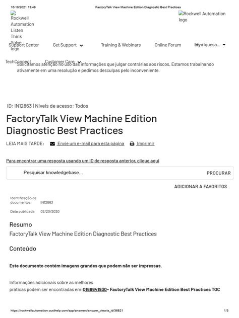 Factorytalk View Machine Edition Diagnostic Best Practices Pdf Ciência Da Computação