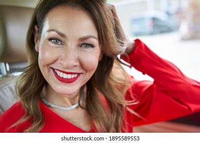 Portrait Smiling Mature Woman Car Stock Photo Shutterstock