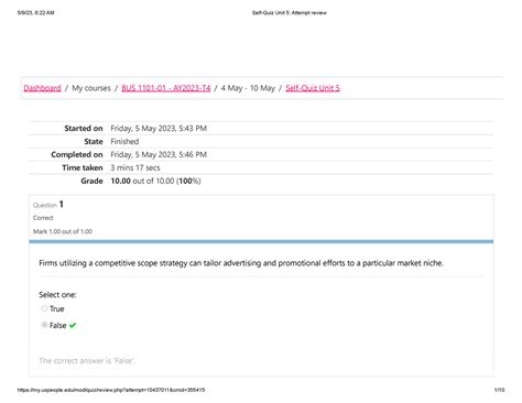 Self Quiz Unit 5 Attempt Review Started On Friday 5 May 2023 543 Pm State Finished