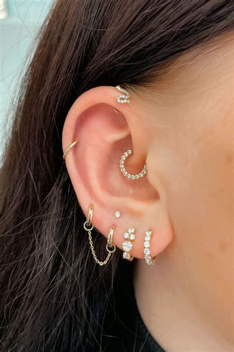 Cartilage Piercing Inspiration Forward Helix Helix Daith Stacked