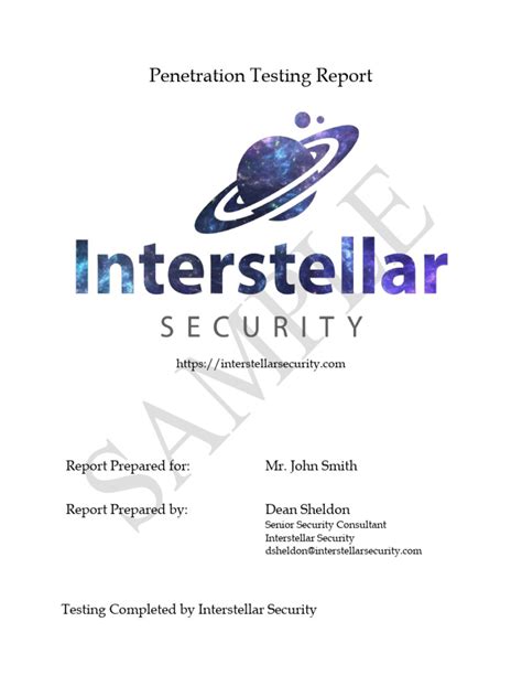 Penetration Testing Report Report Prepared For Mr John Smith Report