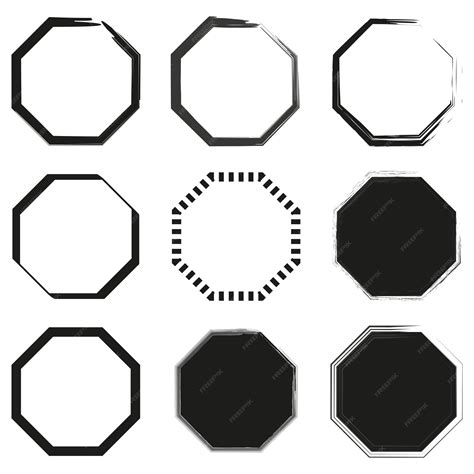 Premium Vector Octagon Frame Set Various Black Outlines Hand Drawn