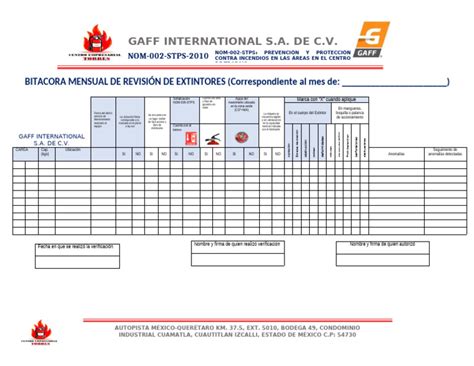 Bitacora De Extintores Gaff International Pdf