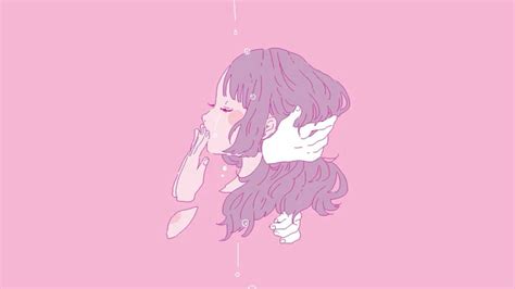 Download Retro Anime Aesthetic Hands Caressing Girl Wallpaper