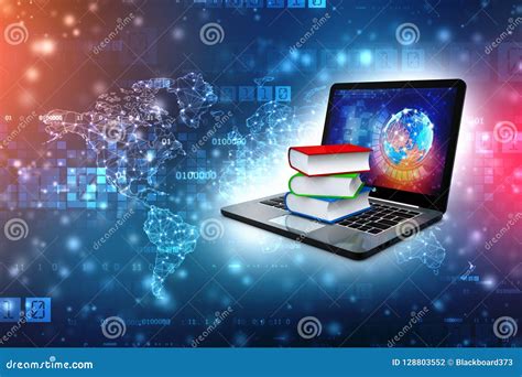 Online Library Concept In Technology Background D Render Stock Photo