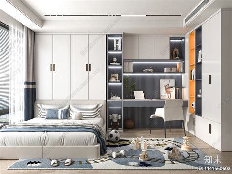 现代男孩房su模型下载【id 1141560602】 知末su模型网