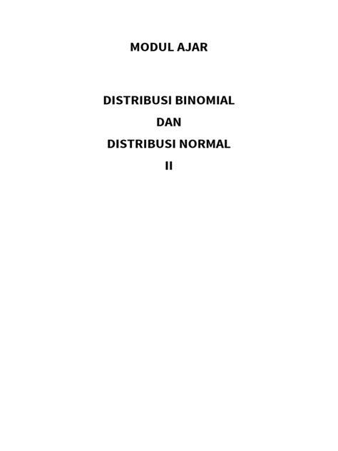 Modul Ajar Matematika Parameter Distribusi Binominal Dan Normal