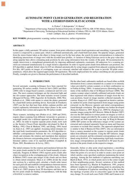 Pdf Automatic Point Cloud Generation And Registration With A Stereovision Slit Scanner