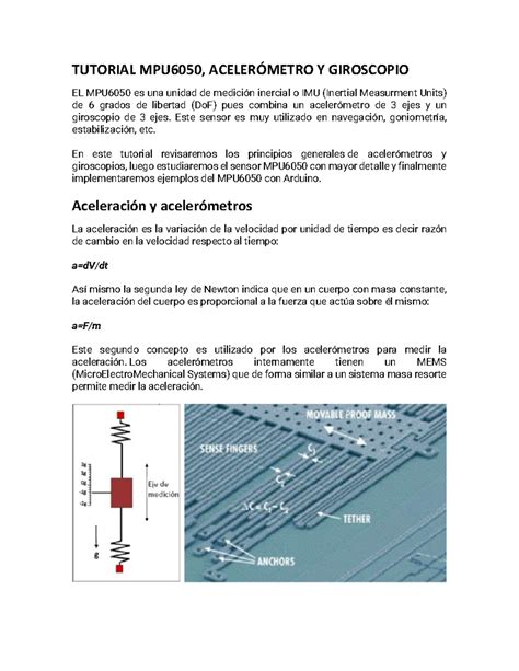 Tutorial Mpu6050 Acelerómetro Y Giroscopio En Arduino Studocu
