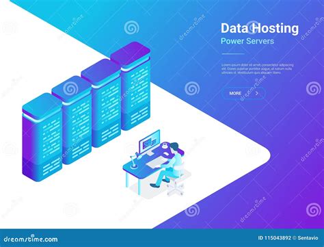 web data hosting server isometric flat vector man stock vector