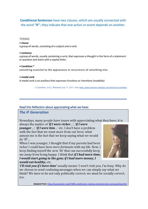 Conditionals Conditional Sentences Have Two Clauses Which Are Usually Connected With The