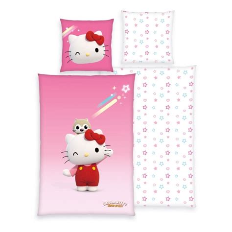 Hello Kitty Parure De Lit Hello Kitty Super Style 135 X 200 Cm 80 X 80 Cm