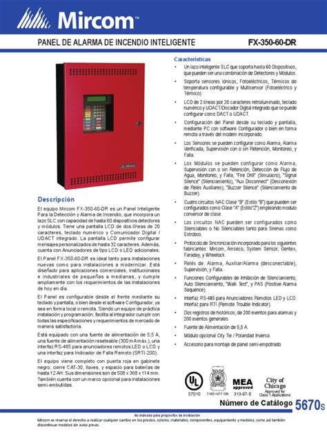 Panel De Alarma Mircom Fx 350 60 Pdf Pdf Diodo Emisor De Luz Teclado