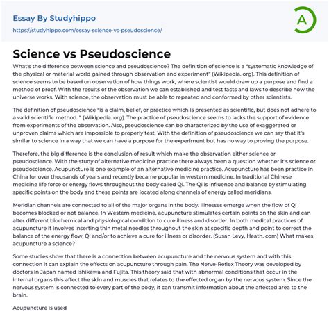 Science Vs Pseudoscience Essay Example