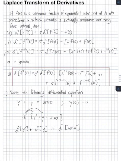 Laplace Transform Of Derivatives Applications To Solving Differential Equations Pdf