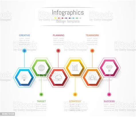 Infographic 6 옵션 부품 단계 일정 또는 프로세스와 비즈니스 데이터에 대 한 디자인 요소입니다 벡터 일러스트입니다 0명에 대한 스톡 벡터 아트 및 기타 이미지