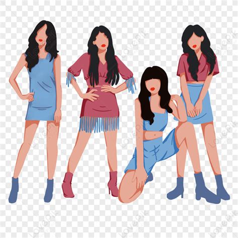 섹시 걸그룹 쇼 한국 일러스트디자인소녀 그룹테마 Png 일러스트 무료 다운로드 Lovepik