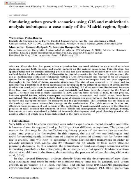 Plata Rocha Et Al 2011 Simulating Urban Growth Scenarios Using Gis And