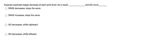Solved Suppose Expected Wages Decrease At Each Price Level