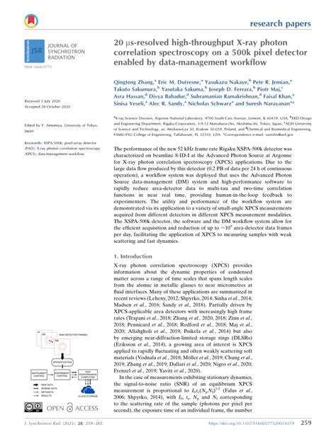 Pdf 20 µs Resolved High Throughput X Ray Photon Correlation