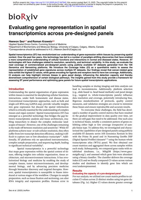 Pdf Evaluating Gene Representation In Spatial Transcriptomics Across