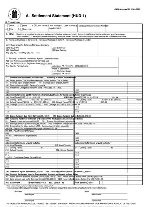 Settlement Statement