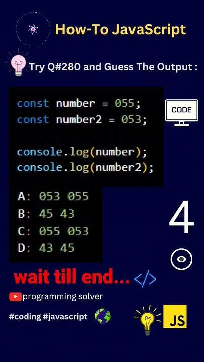How To Code Javascript Q280 Try Solve And Guess The Output Shorts