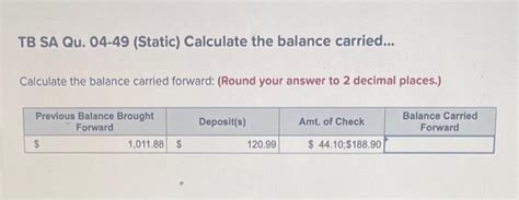 Solved TB SA Qu 04 49 Static Calculate The Balance Chegg Com