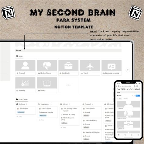 Second Brain Notion Template Notion Dashboard Simple Notion Planner
