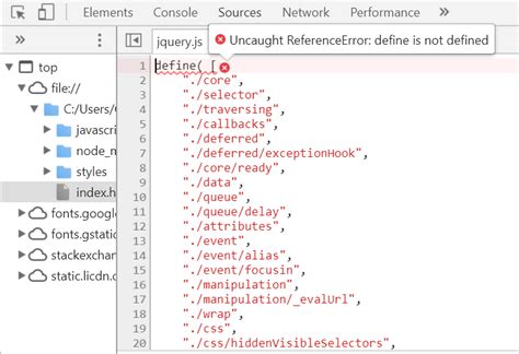 Javascript Npm Install With Jquery Giving Errors Define Is Undefined