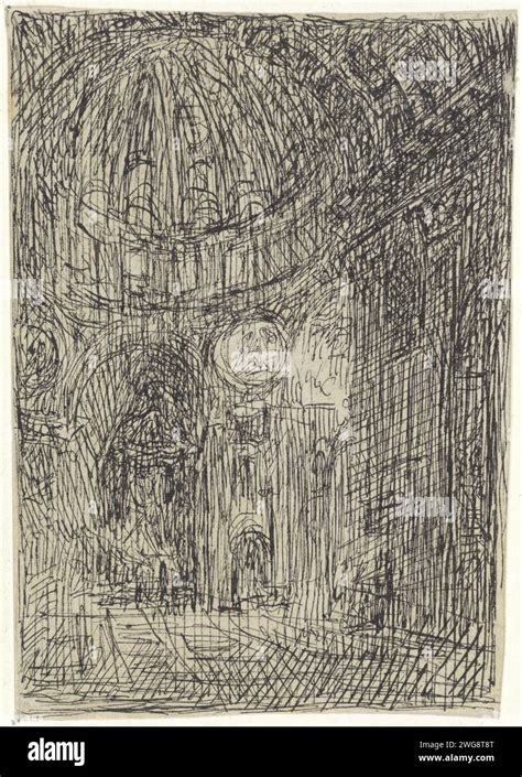 Church Interior With Dome In Rome Thomas Cool 1861 1904 Drawing