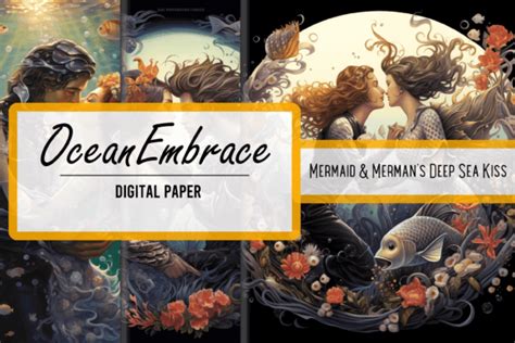 Oceanembrace Mermaid And Mermans Kiss Graphic By Canvas Elegance