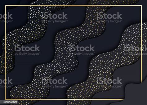 종이 컷 금 점과 프레임 패턴 추상 파 검은 모양 배경 어두운 회색 물결 모양의 선 양식 종이와 그림자와 레이어드 배경 트렌디 한 스타일의 수평 벡터 벽지 3차원 형태에