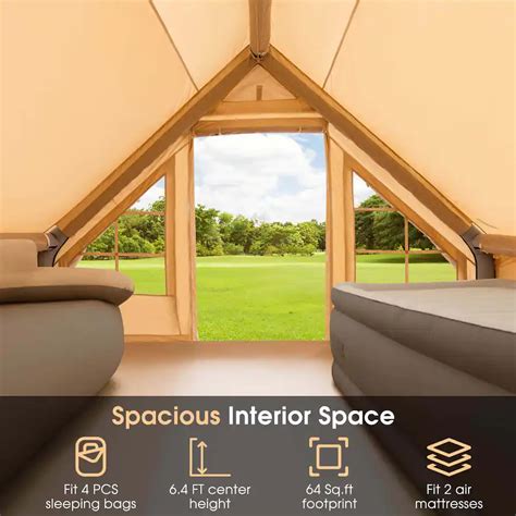 Costway Inflatable Camping Tent 2 6 People Cotton Glamping Tent For