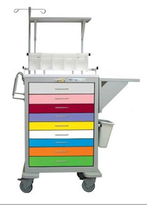 Waterloo Pediatric Code Cart Emergency Medical Cart Multicolored Drawers Utglu 9peds Medex
